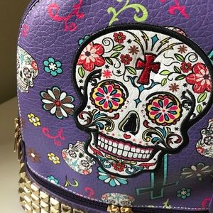 Bags | Purple Backpack With Skull Detail | Poshmark